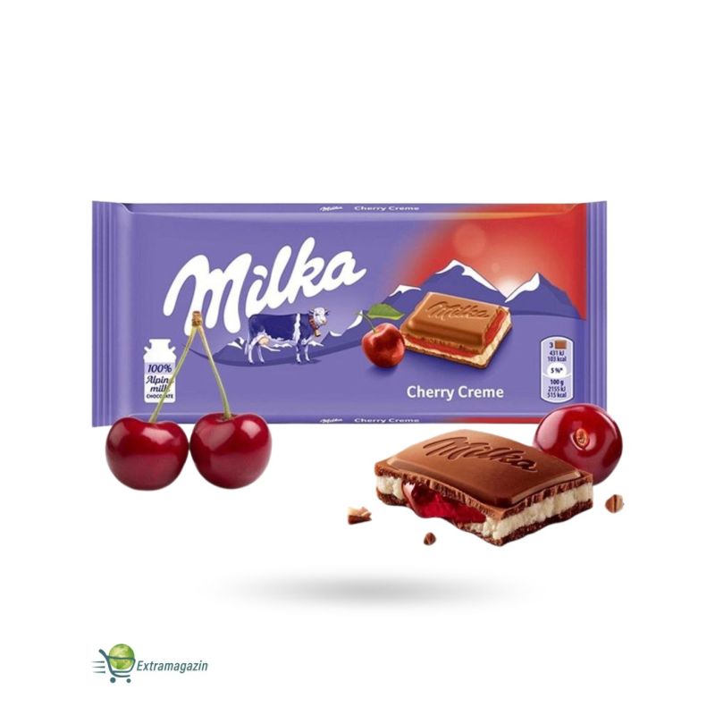 Chocolate de leche con crema de cereza 22x100g MILKA